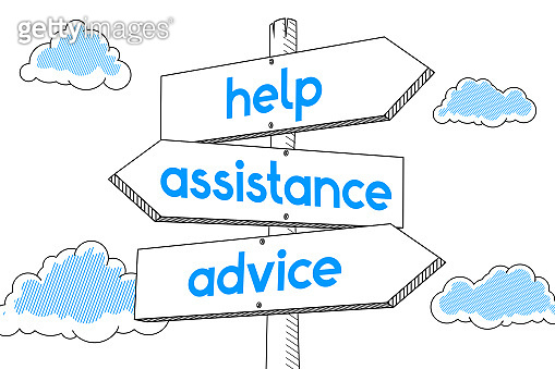Help concept - signpost, white background 이미지 (923862288) - 게티이미지뱅크