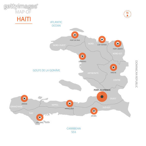 Haiti map with administrative divisions. 이미지 (1029481908) - 게티이미지뱅크