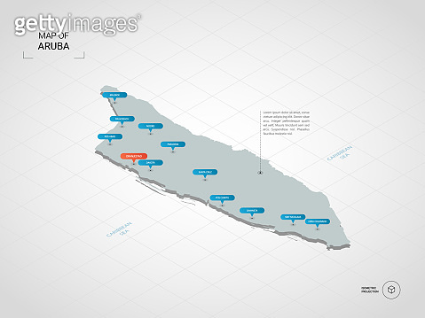 Isometric Aruba map with city names and administrative divisions. 이미지 ...