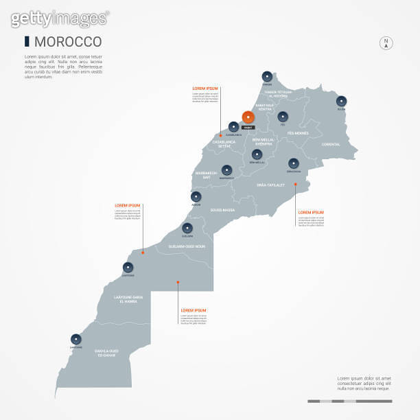 Morocco infographic map vector illustration. (1036948808) 일러스트, 무료 일러스트 ...