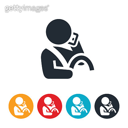 Driver Talking On Phone While Driving Icon 이미지 (936281168) - 게티이미지뱅크