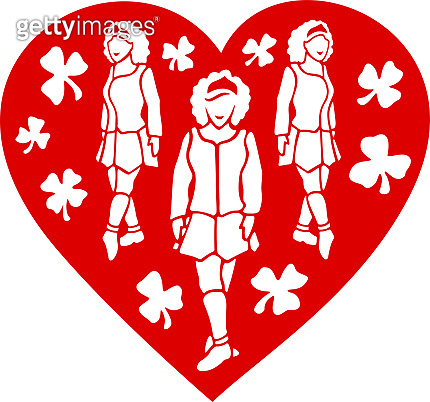 Art with irish dancing girls in the red heart 이미지 (1067925218) - 게티이미지뱅크