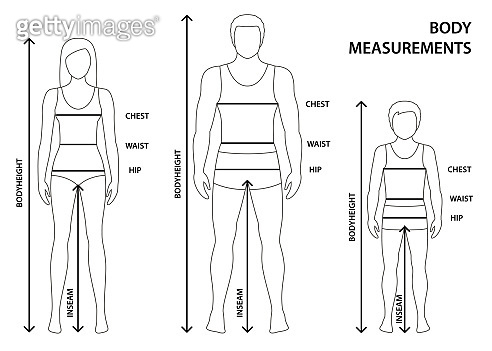 Vector illustration of contoured man, women and boy in full length with ...
