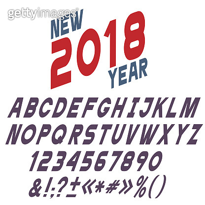Stylish simple inclined font, alphabet letters,numbers and punctuation ...