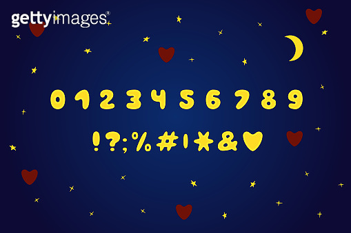 Alphabet cartoon design, moon style. Numbers and punctuation marks. EPS ...