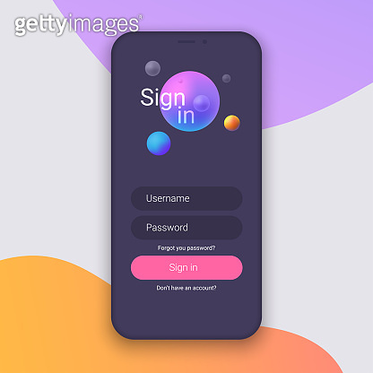 Sign In Screen. Clean Mobile UI Design Concept. Login Application with ...