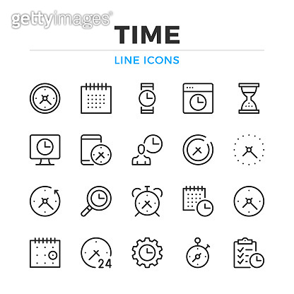Time line icons set. Modern outline elements, graphic design concepts. Stroke, linear style ...