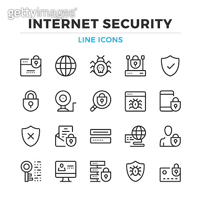 Internet security line icons set. Modern outline elements, graphic design concepts. Stroke ...