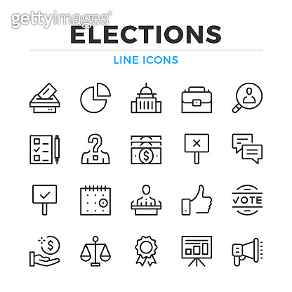 Elections line icons set. Modern outline elements, graphic design ...