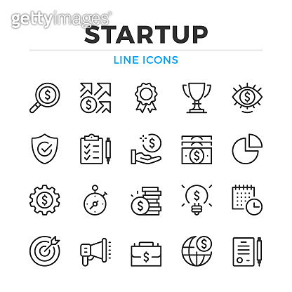 Startup line icons set. Modern outline elements, graphic design ...