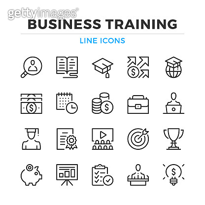 Business training line icons set. Modern outline elements, graphic design concepts. Stroke ...