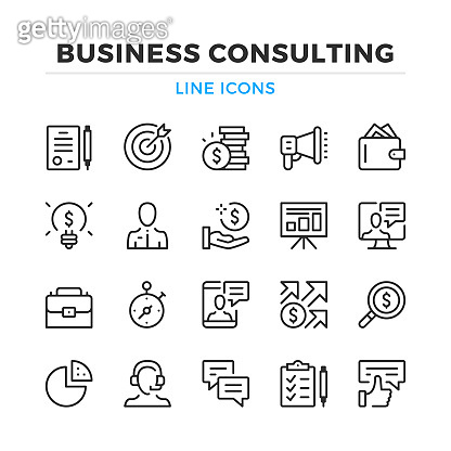 Business consulting line icons set. Modern outline elements, graphic ...