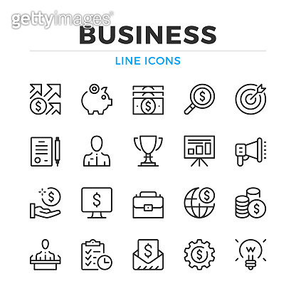 Business line icons set. Modern outline elements, graphic design concepts. Stroke, linear style ...
