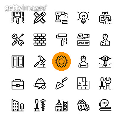Construction, tools line icons set. Modern graphic design concepts, simple outline elements ...