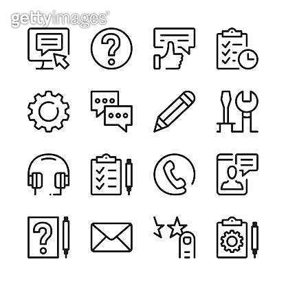 Customer service line icons set. Modern graphic design concepts, simple outline elements ...