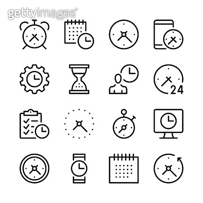 Time line icons set. Modern graphic design concepts, simple outline elements collection. Vector ...