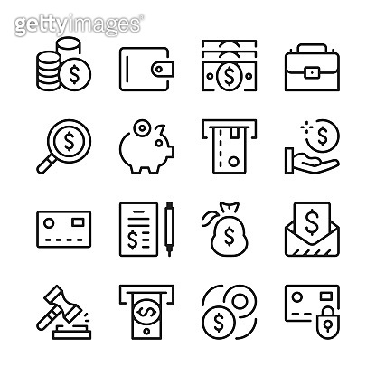 Money line icons set. Modern graphic design concepts, simple outline ...