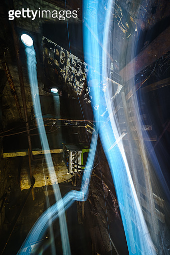 Old navigation equipment of the 'Aniva' lighthouse in destroyed ...