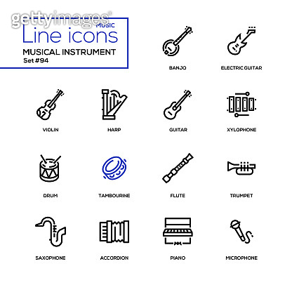 Musical instruments - modern line design icons set 이미지 (1028819030 ...