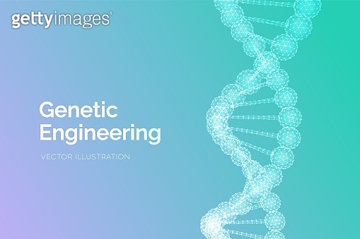 DNA sequence. Wireframe DNA molecules structure mesh. DNA code editable ...