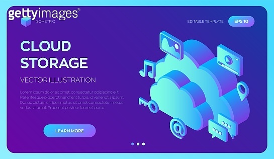 Cloud computing. Cloud with apps. Data storage device,media server. Web hosting and cloud ...