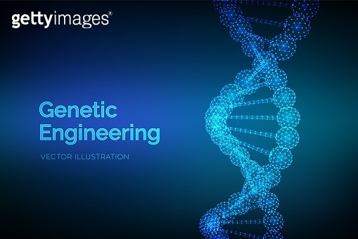 DNA sequence. Wireframe DNA molecules structure mesh. DNA code editable ...