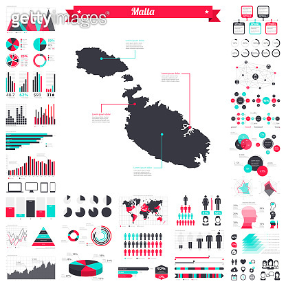 Malta map with infographic elements - Big creative graphic set 이미지 ...