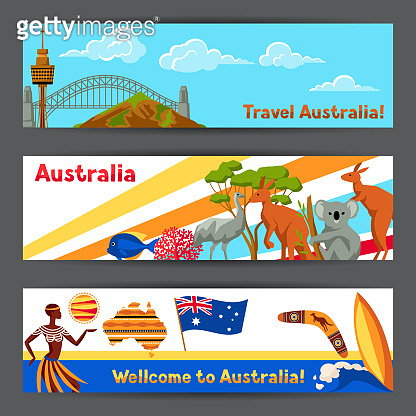 Australia banners design. Australian traditional symbols and objects ...