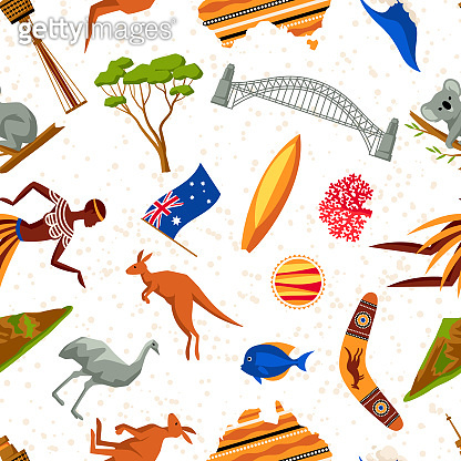 Australia seamless pattern. Australian traditional symbols and objects ...