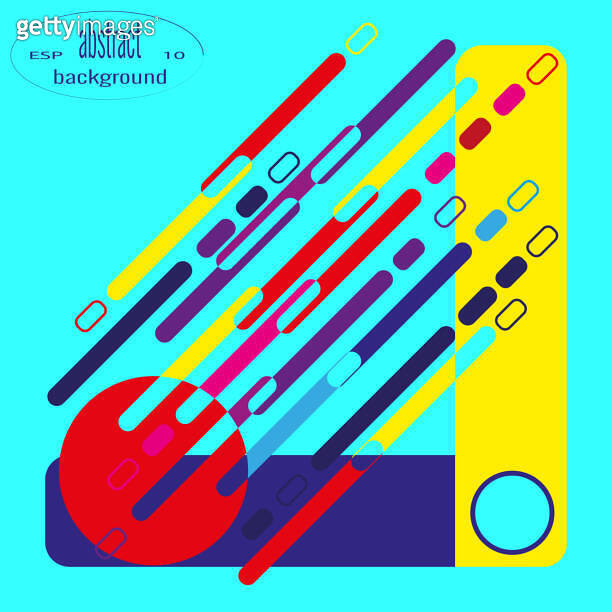 Abstract composition of diagonal lines and geometric shapes in bright ...