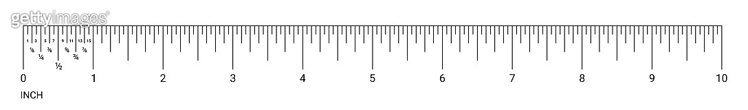 10 inches ruler measurement tool with numbers scale. Vector 10 in ...
