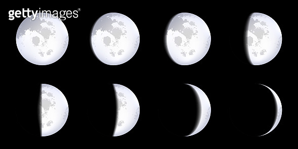 Creative vector illustration of realistic moon phases schemes isolated ...