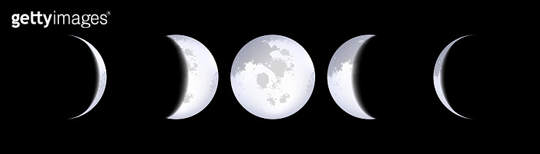 Creative vector illustration of realistic moon phases schemes isolated ...