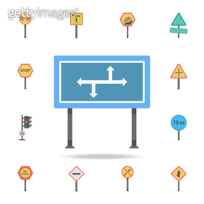 Highway signboard colored icon. Detailed set of color road sign icons ...