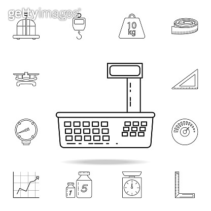 electronic balance icon. Detailed set of measuring instruments icons ...