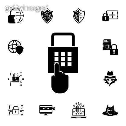 The pin code icon. Password and unlock, access, identification. Set of ...