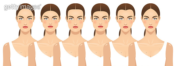 Six different face shapes 이미지 (1056463202) - 게티이미지뱅크