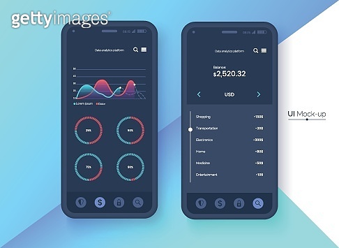 Conceptual black mobile phone mock-up for app interface presentation ...