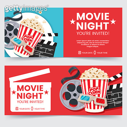 Cinema tickets design concept. Movie Night invitation. Cinema poster ...