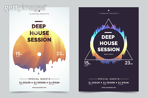 Deep house party a4 invitation concept. Night club party modern flyers ...