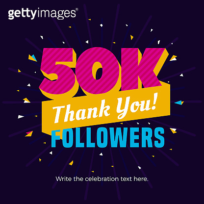 50k followers card banner post template for celebrating many followers ...