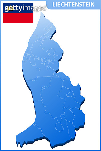 Highly detailed three dimensional map of Liechtenstein with regions ...