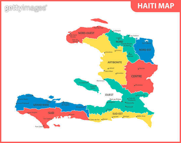 The detailed map of Haiti with regions or states and cities, capital ...