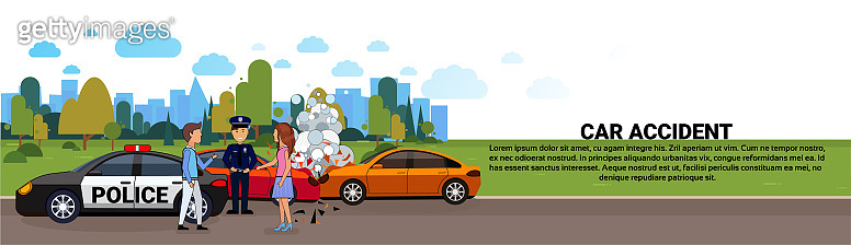 Car Accident Or Crash, Collision On Road With Male And Female Driver ...