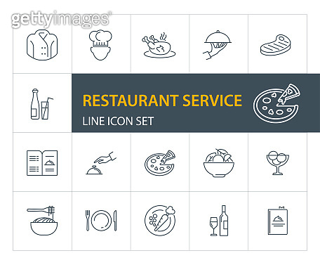 Restaurant service line icon set (1071513712) 일러스트, 무료 일러스트, 아이콘, 무료 ...