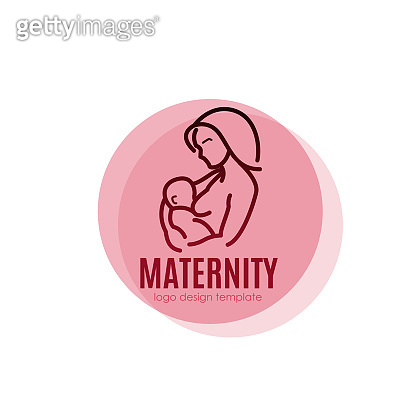 Maternity logo concept - beauty woman with newborn. Vector design ...