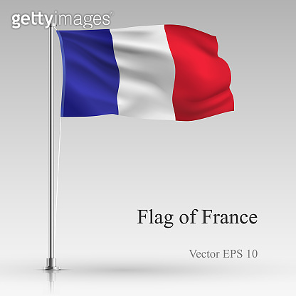 National flag of France isolated on gray background. Realistic French ...