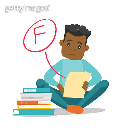 Sad student looking at test paper with bad grade (944750686) 일러스트, 무료 ...
