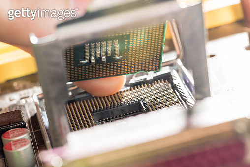 Close up of Electronic CPU(central processing unit) on Mainboard ...