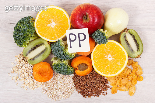 Healthy food as source natural minerals, vitamin PP, B3 and dietary ...